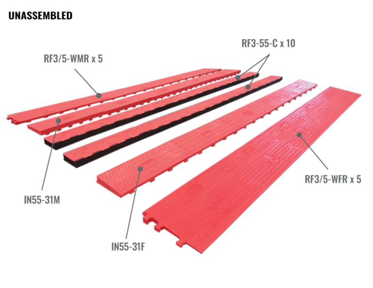 Red Floor 3 Individual Pieces | CableGuard